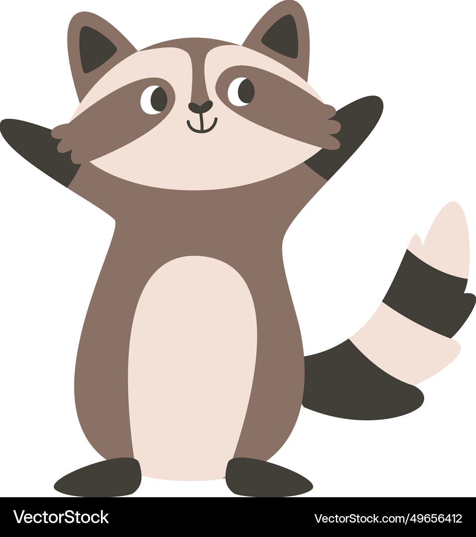 Raccoon animal waving Royalty Free Vector Image