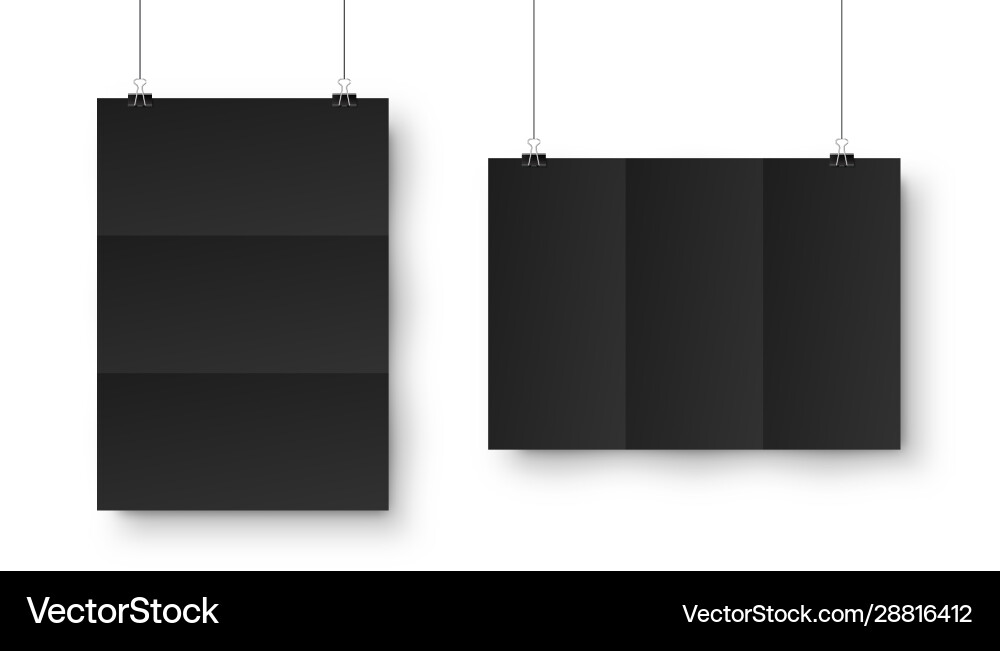 Realistic black hanging blank paper sheet Vector Image