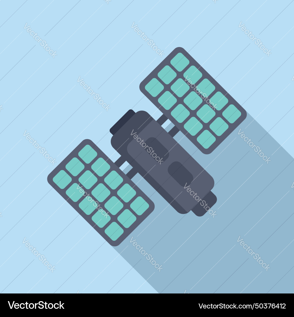 Satellite solar panel icon flat space Royalty Free Vector