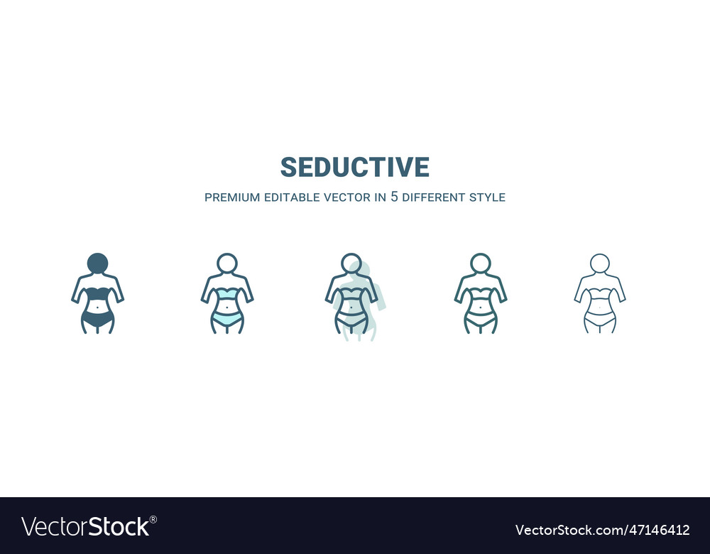 Seductive icon in 5 different style outline Vector Image Seductive icon in 5 different style outline Vector Image