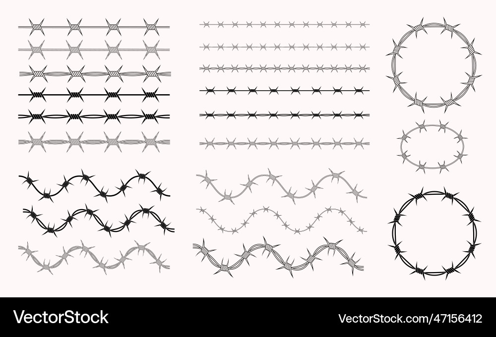 Set of barb wire brushes design barbwire circle Vector Image
