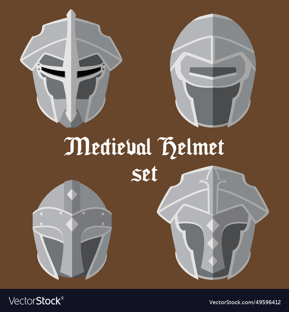 Set of medieval helmets icons Royalty Free Vector Image