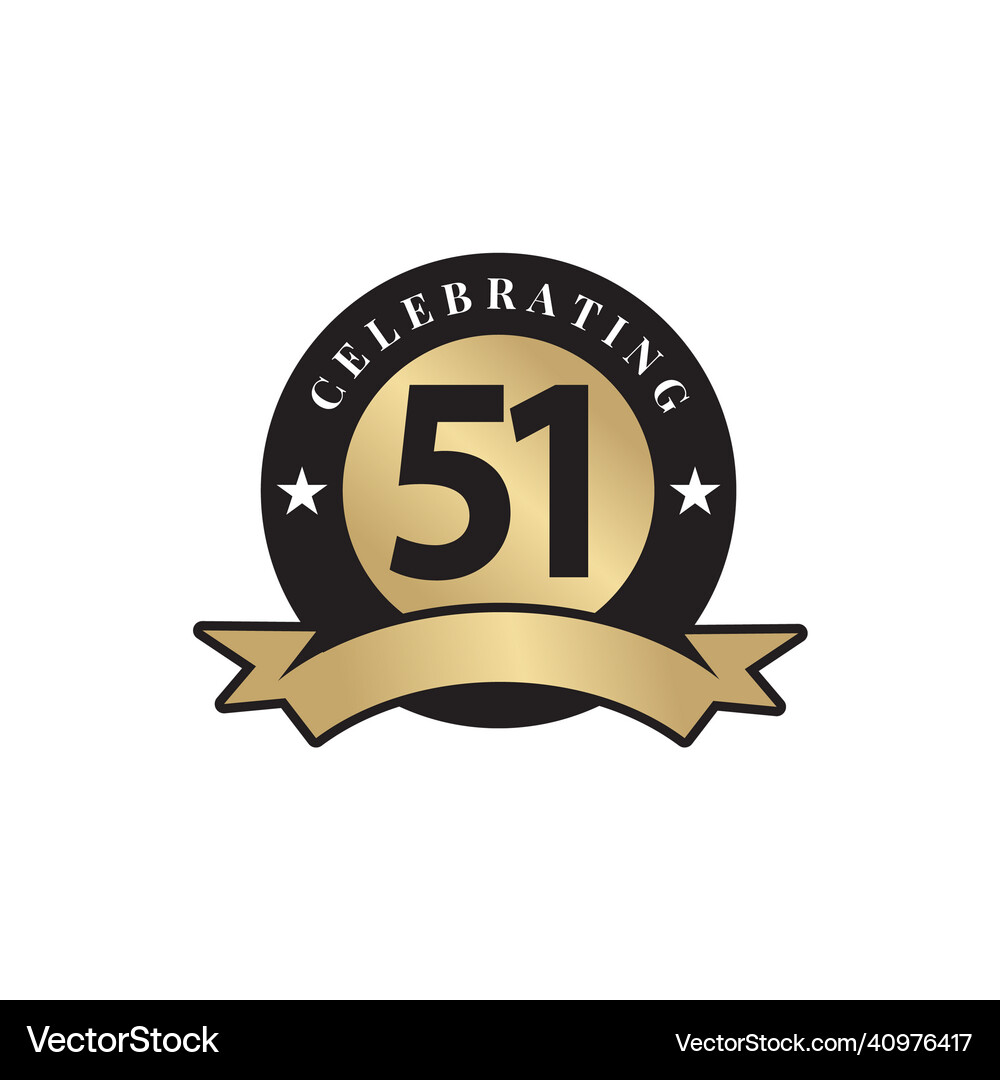 51th years anniversary emblem logo design Vector Image