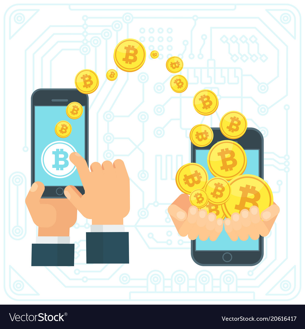 Bitcoin mining concept Royalty Free Vector Image