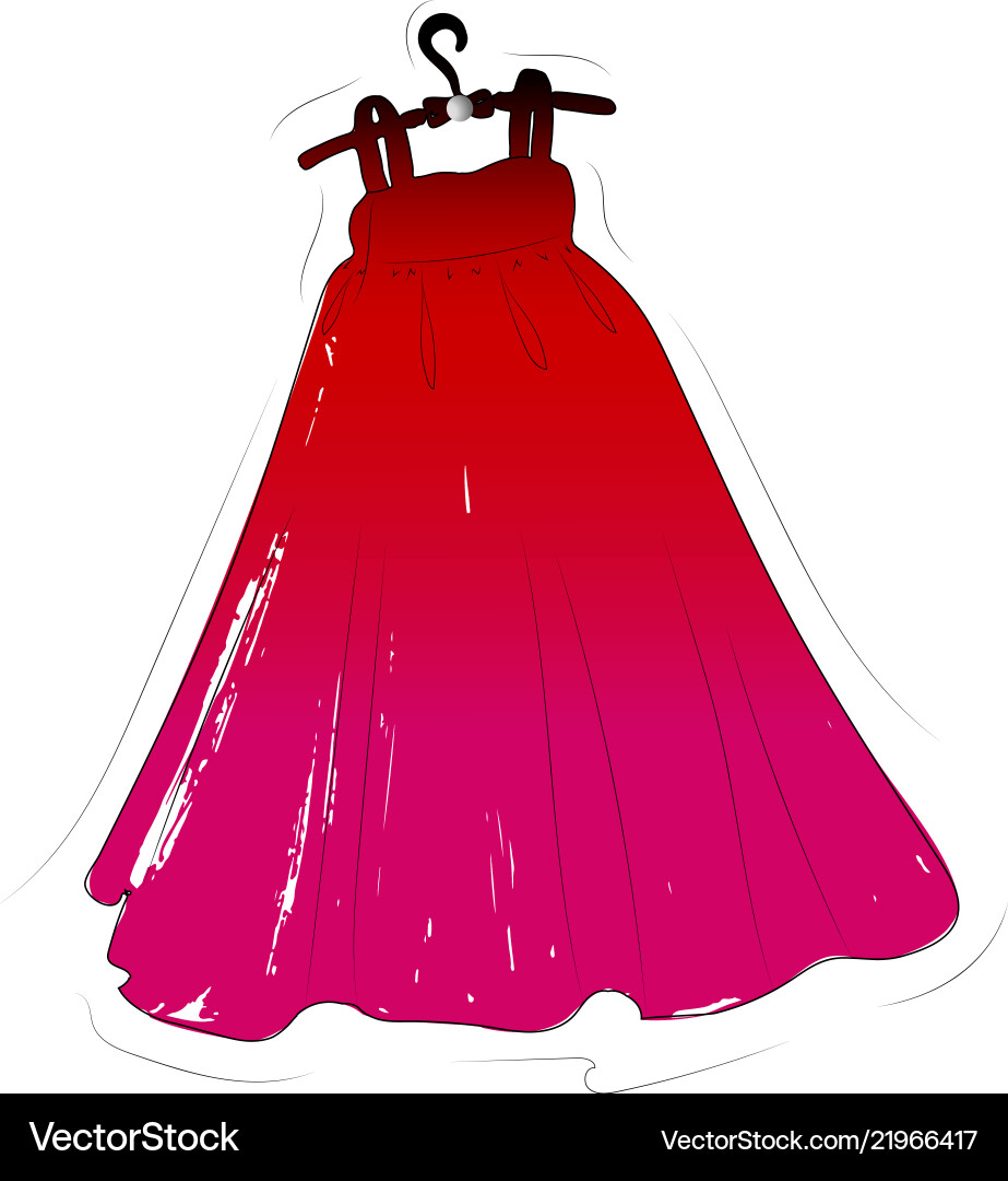 Hand drawing red dress on black Royalty Free Vector Image