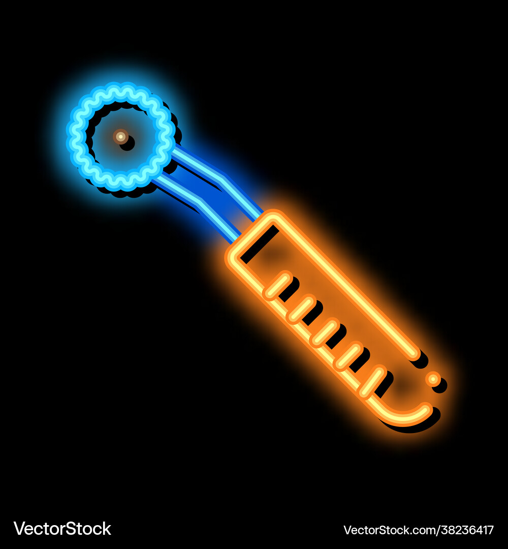 Leather cutting knife neon glow icon Royalty Free Vector