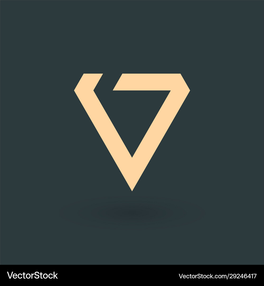 Letter v geometrical triangle or arrow in two Vector Image