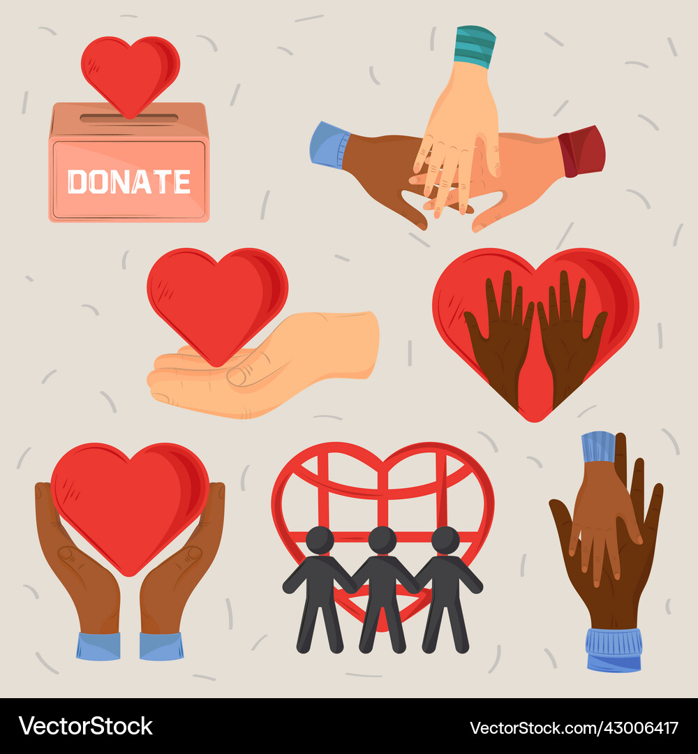 Set of charity Royalty Free Vector Image - VectorStock