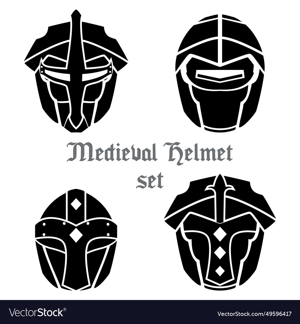 Set of medieval helmets icons Royalty Free Vector Image