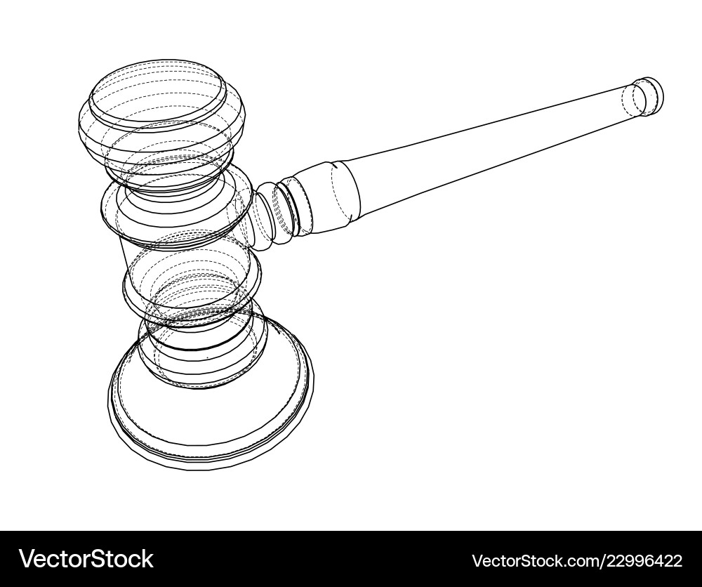 3d outline gavel rendering of Royalty Free Vector Image