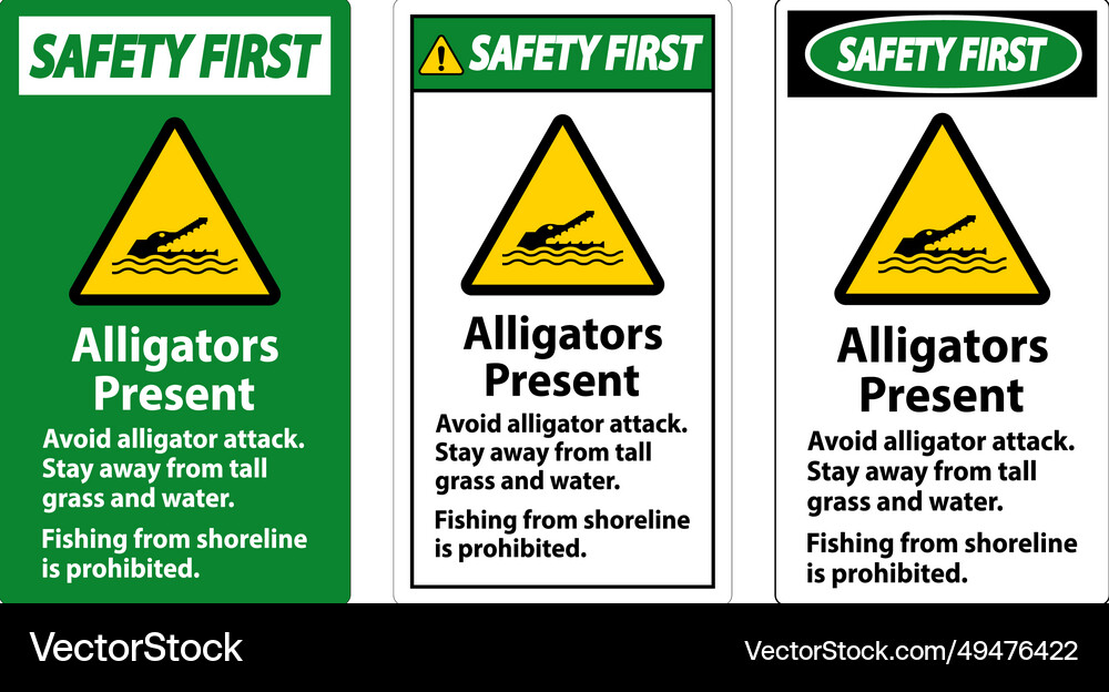 Alligator warning sign danger - alligators Vector Image