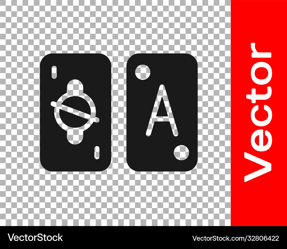 Black tarot cards icon isolated on transparent Vector Image