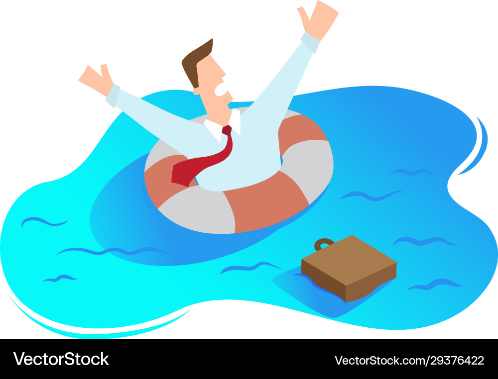 Businessman in rescue circle Royalty Free Vector Image