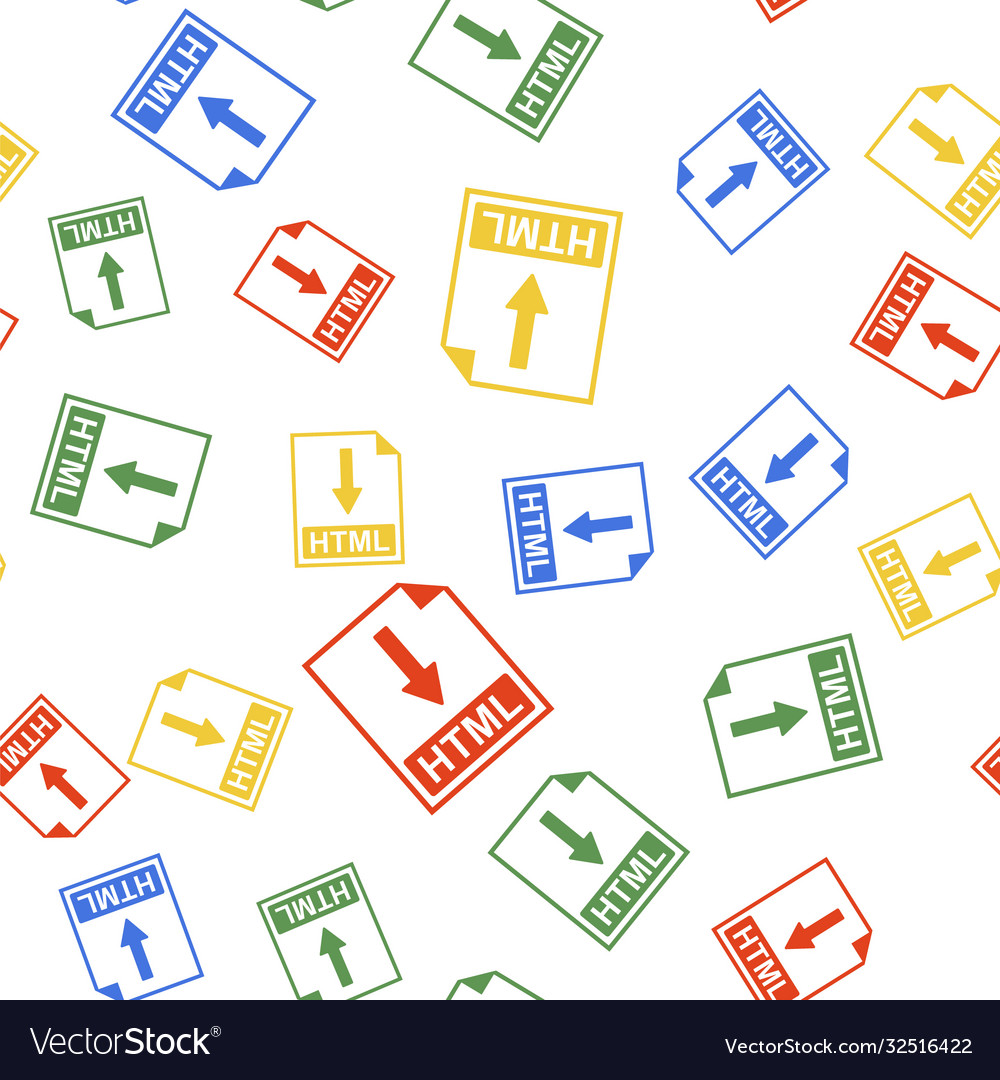Color html file document icon download html Vector Image