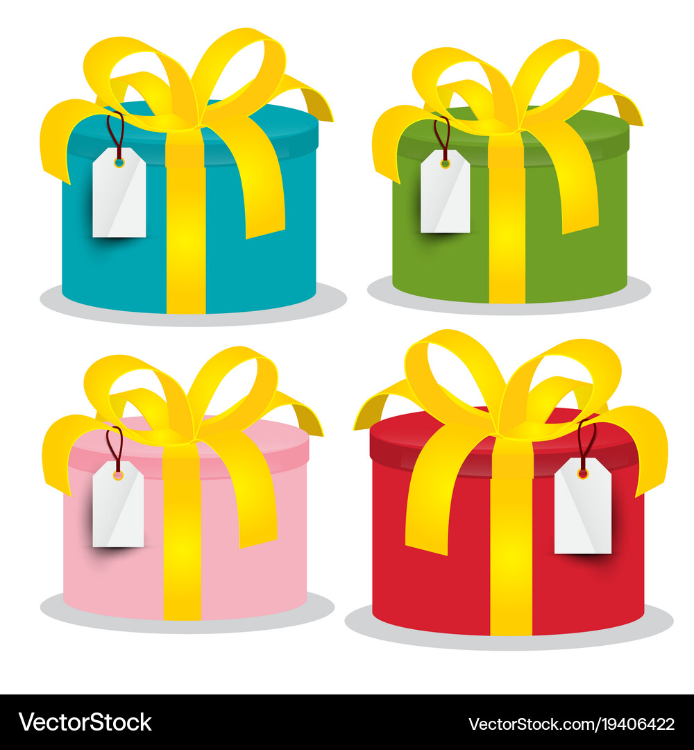 Colorful paper gift boxes set isolated on white Vector Image