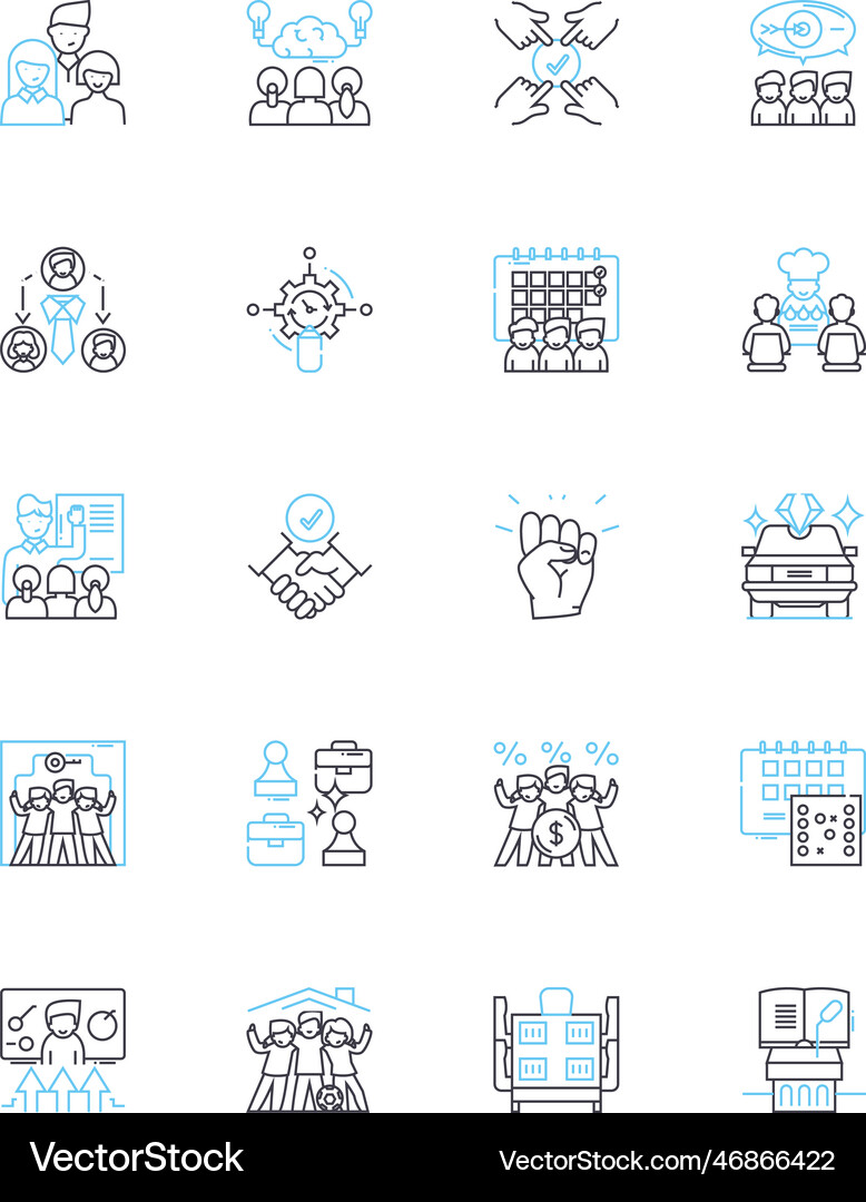 Conference linear icons set nerking speakers Vector Image