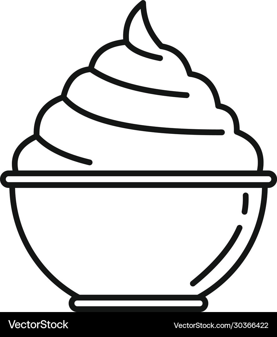 Cream in a plate line style isolated Royalty Free Vector