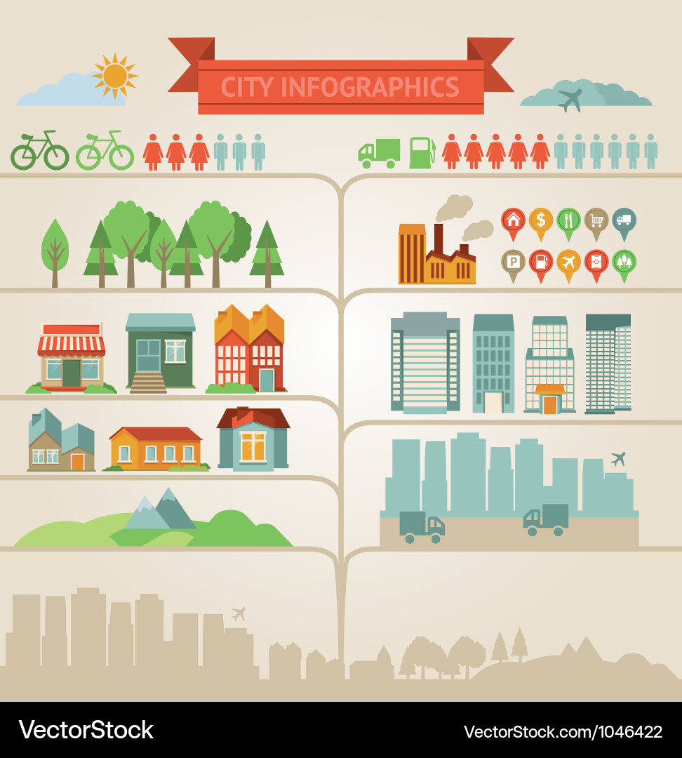 Design elements for infographics about city and vi