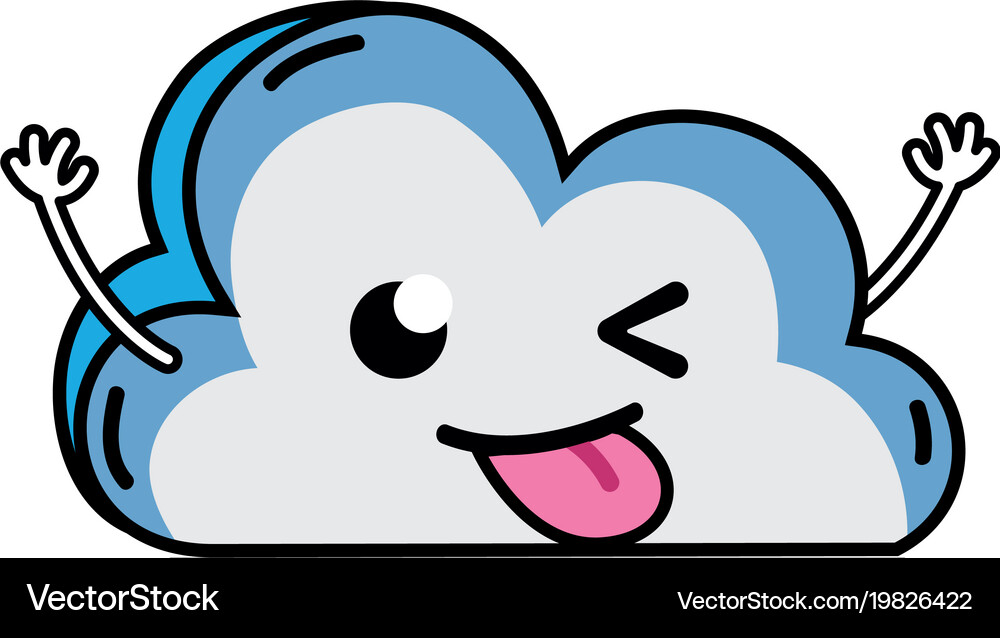 Funny natural cloud weather kawaii Royalty Free Vector Image