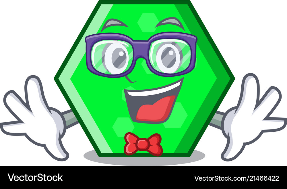 Geek octagon character cartoon style Royalty Free Vector