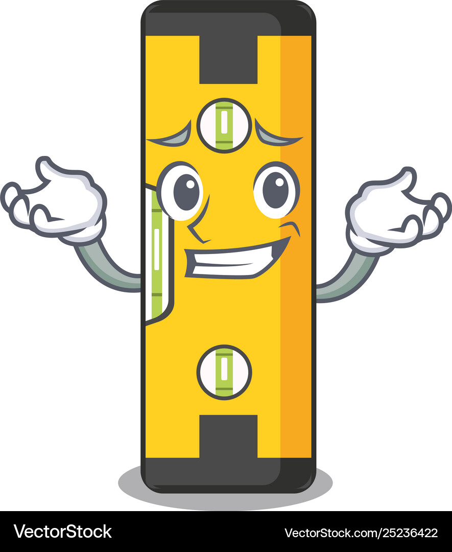 Grinning spirit level in mascot shape Royalty Free Vector