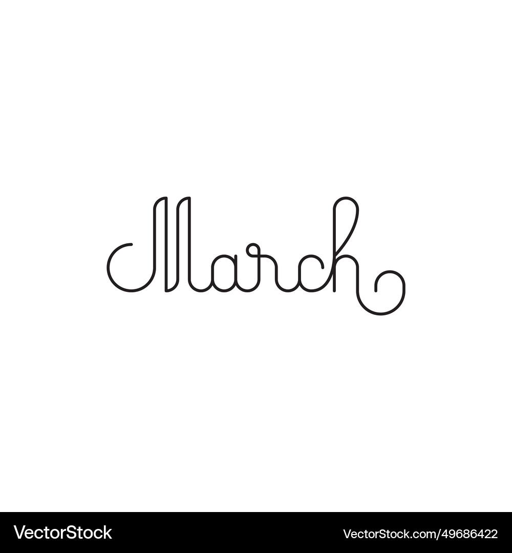 March month monoline outline lettering Royalty Free Vector