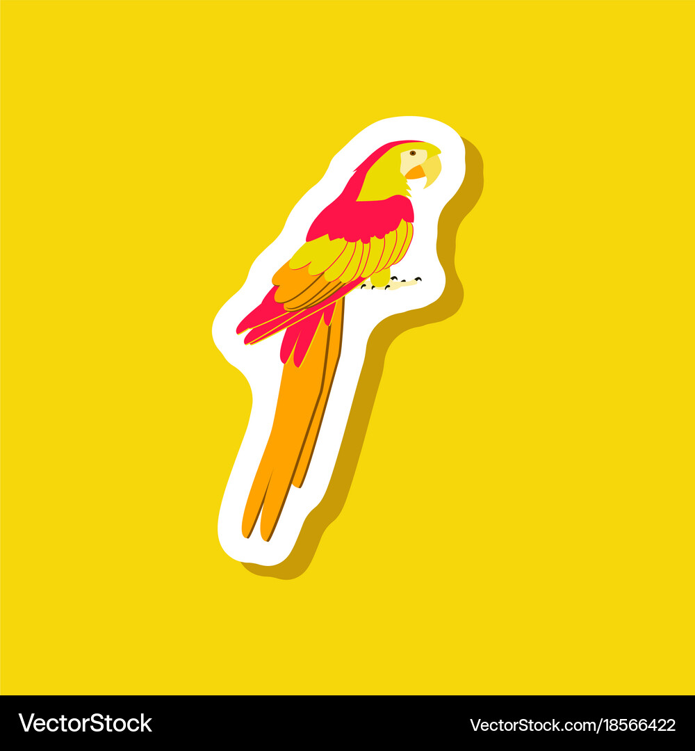 Parrot paper sticker on stylish background Vector Image