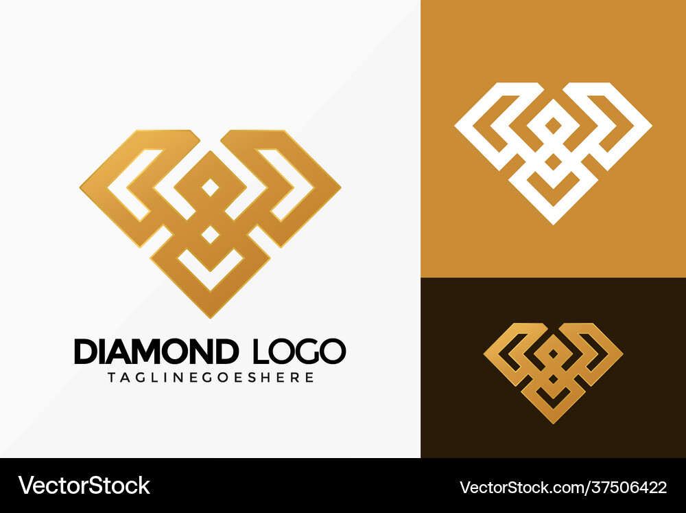 Premium golden diamond logo design abstract Vector Image