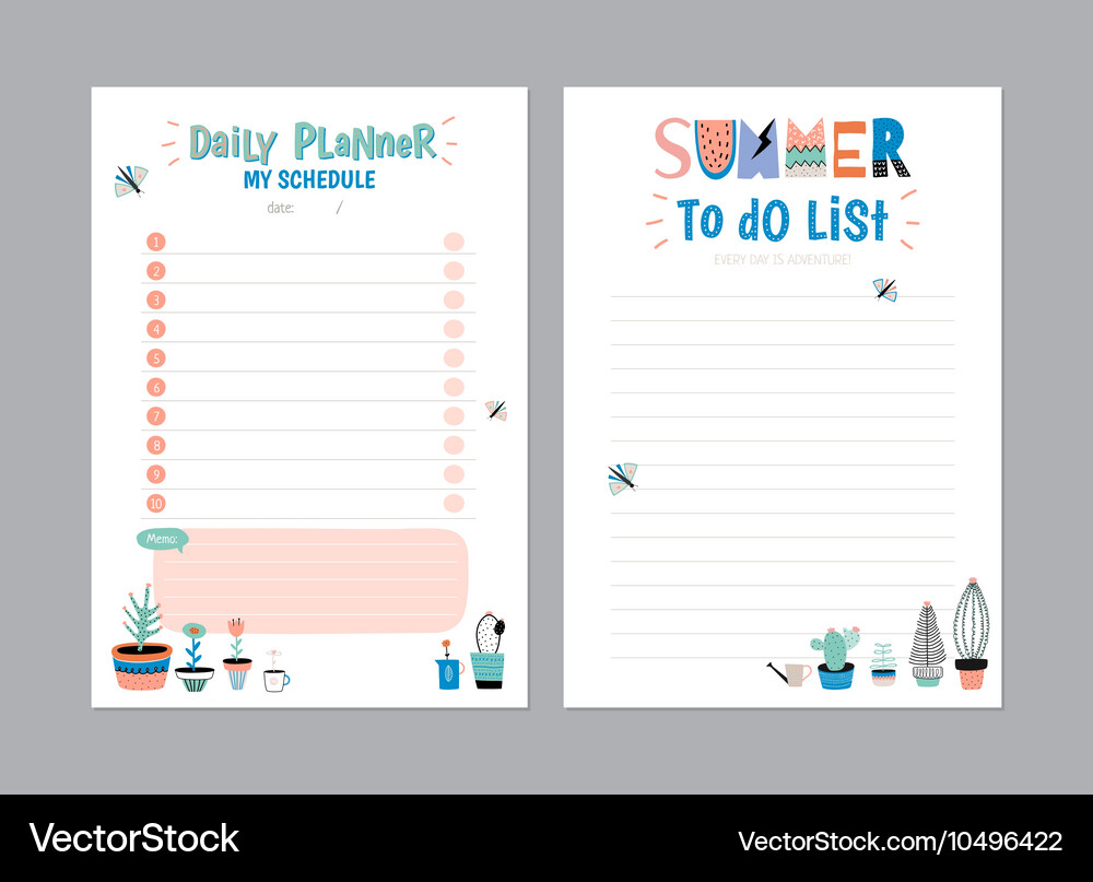 Scandinavian Weekly and Daily Planner Royalty Free Vector