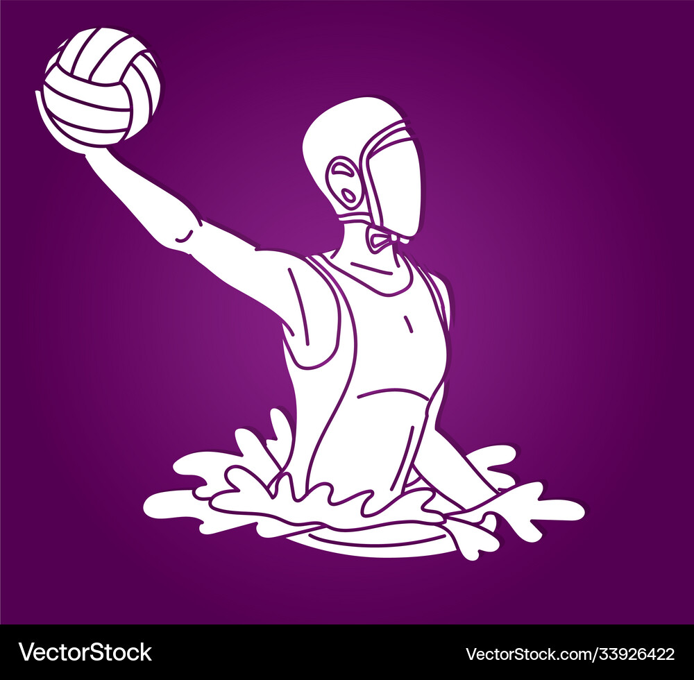 Water polo player cartoon graphic Royalty Free Vector Image
