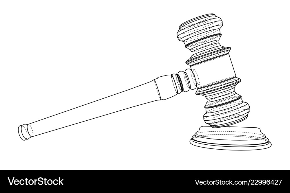 3d outline gavel rendering of Royalty Free Vector Image
