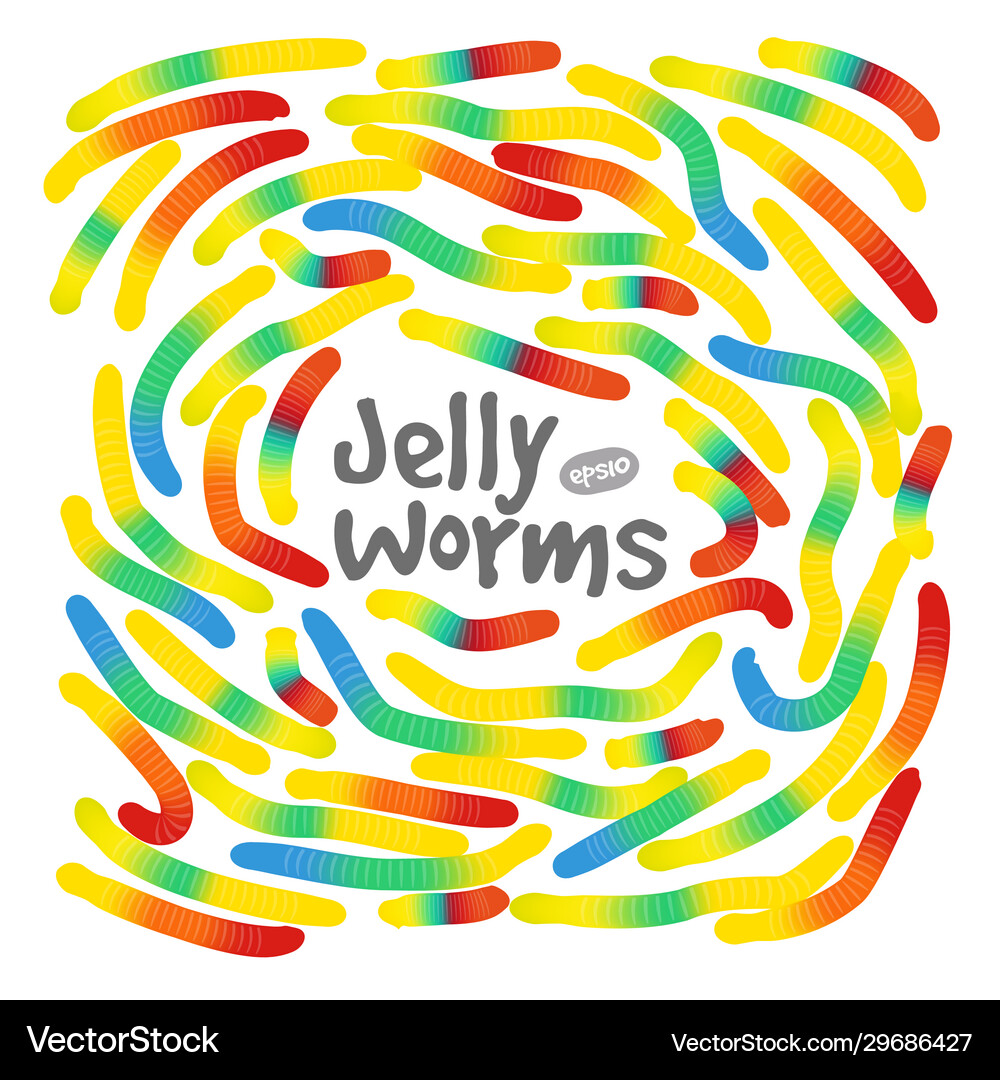 Candy gummy jelly worms on white background Vector Image