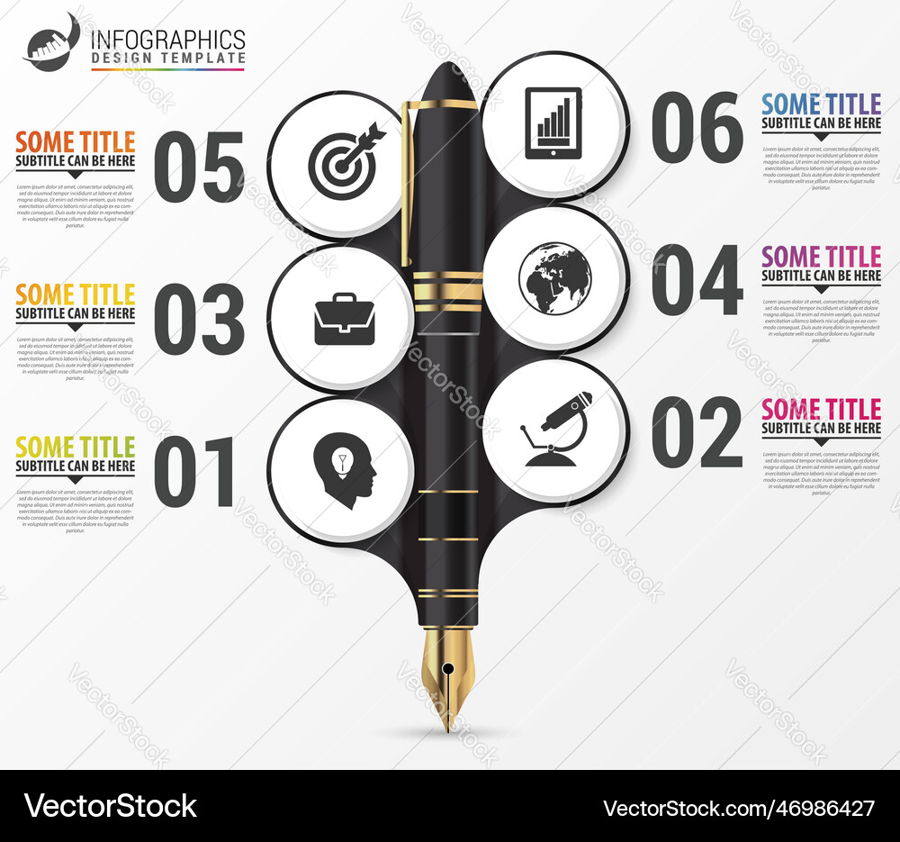 Infographics design template business pen Vector Image