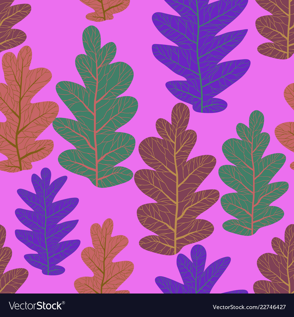 Lilac background leaves pattern Royalty Free Vector Image