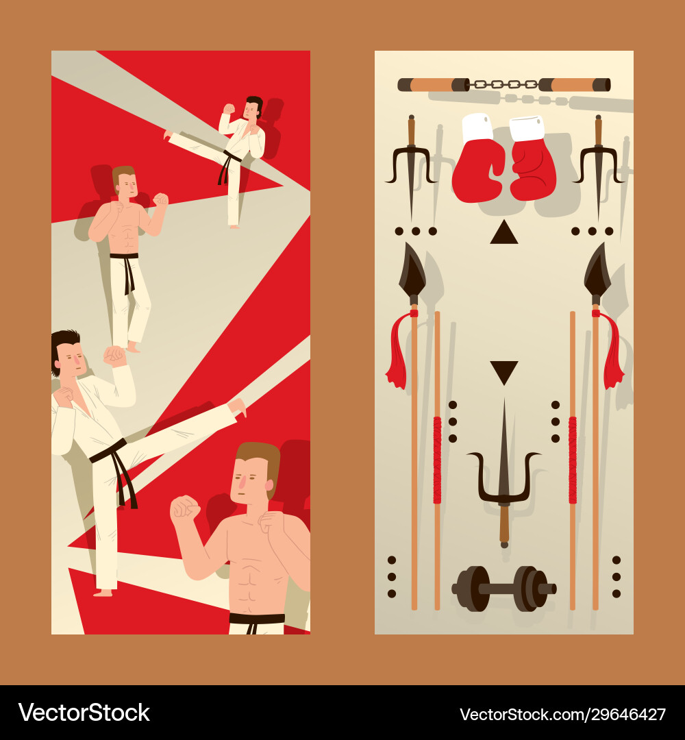 Martial arts vertical banner karate people Vector Image