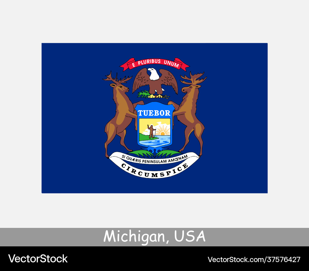 Michigan state flag mi usa Royalty Free Vector Image