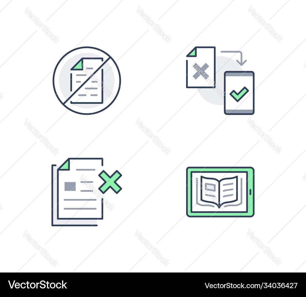Paperless line icons included Royalty Free Vector Image