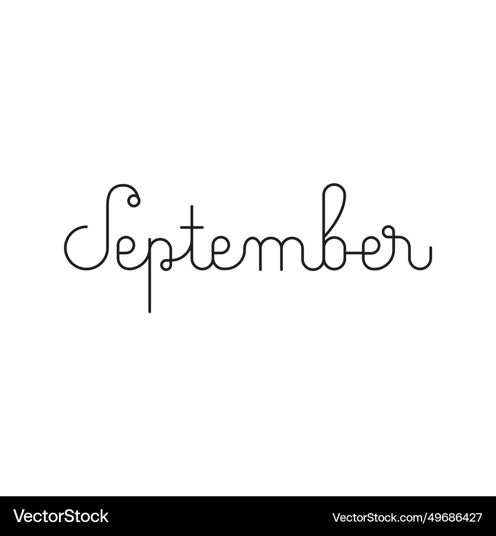 September month monoline outline lettering Vector Image