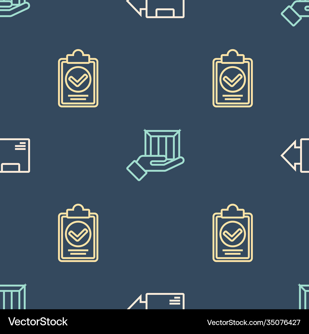 Set line carton cardboard box verification Vector Image