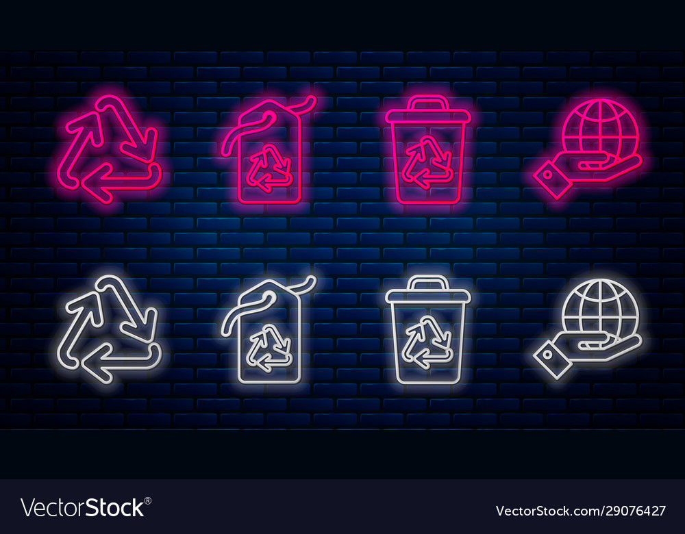 Set line tag with recycle symbol recycle bin Vector Image