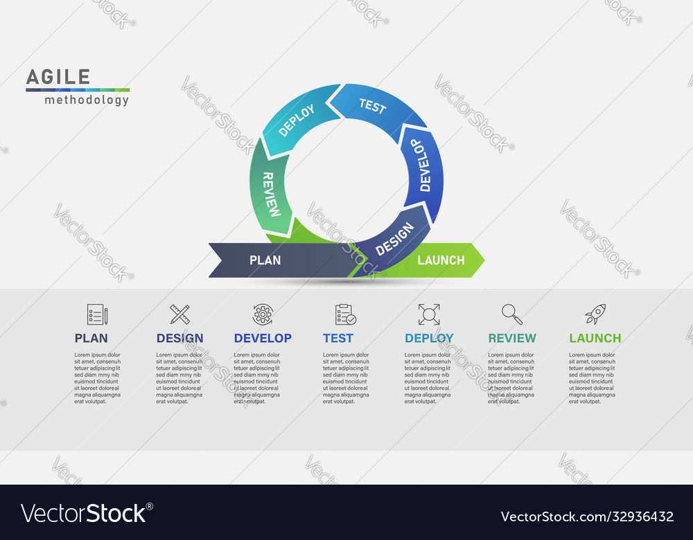 Agile development process infographic Royalty Free Vector