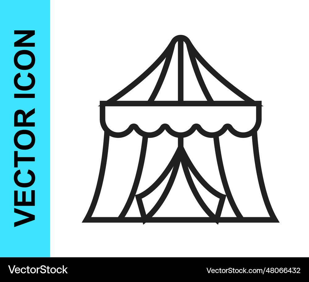 Black line circus tent icon isolated on white Vector Image