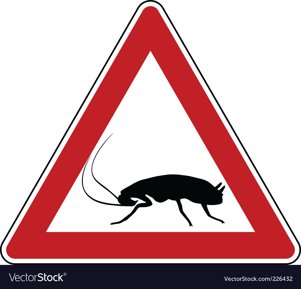 Cockroach warning sign Royalty Free Vector Image