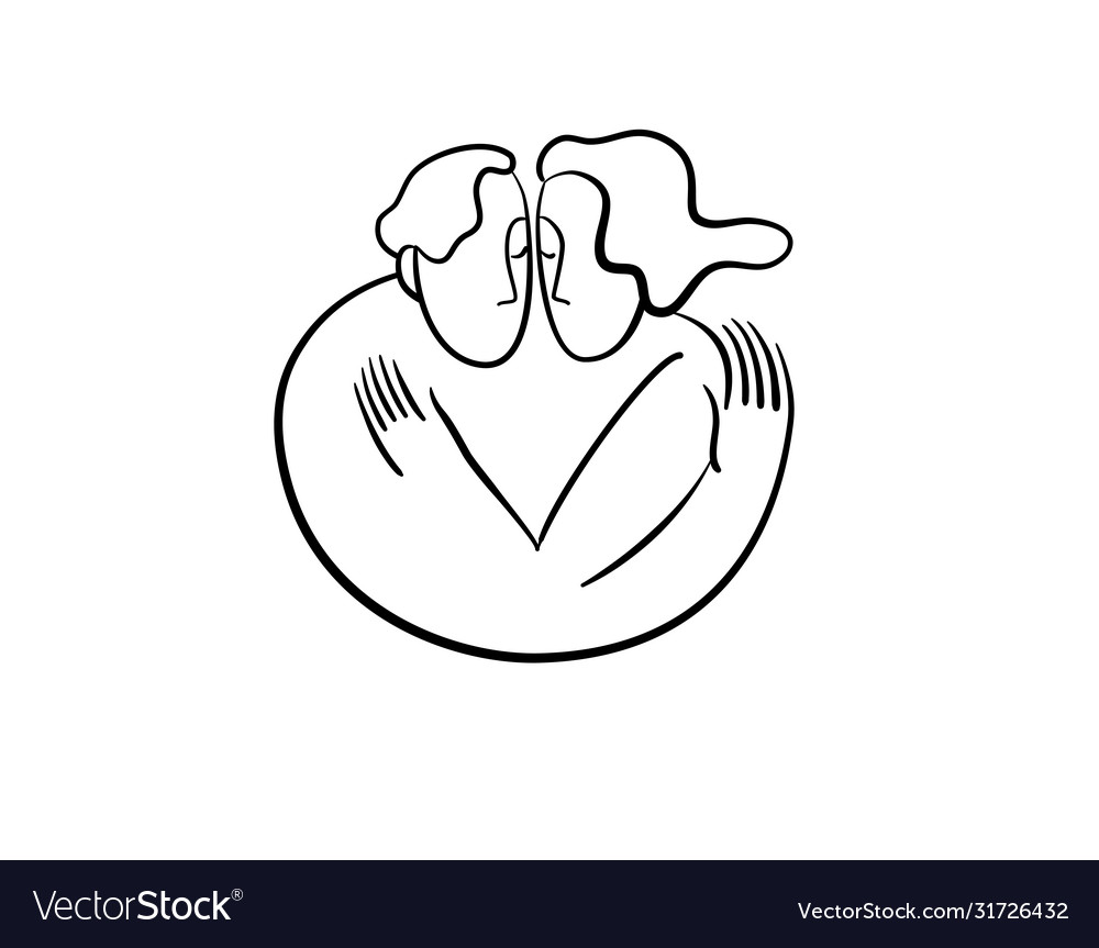 Couple in love hand drawn Royalty Free Vector Image