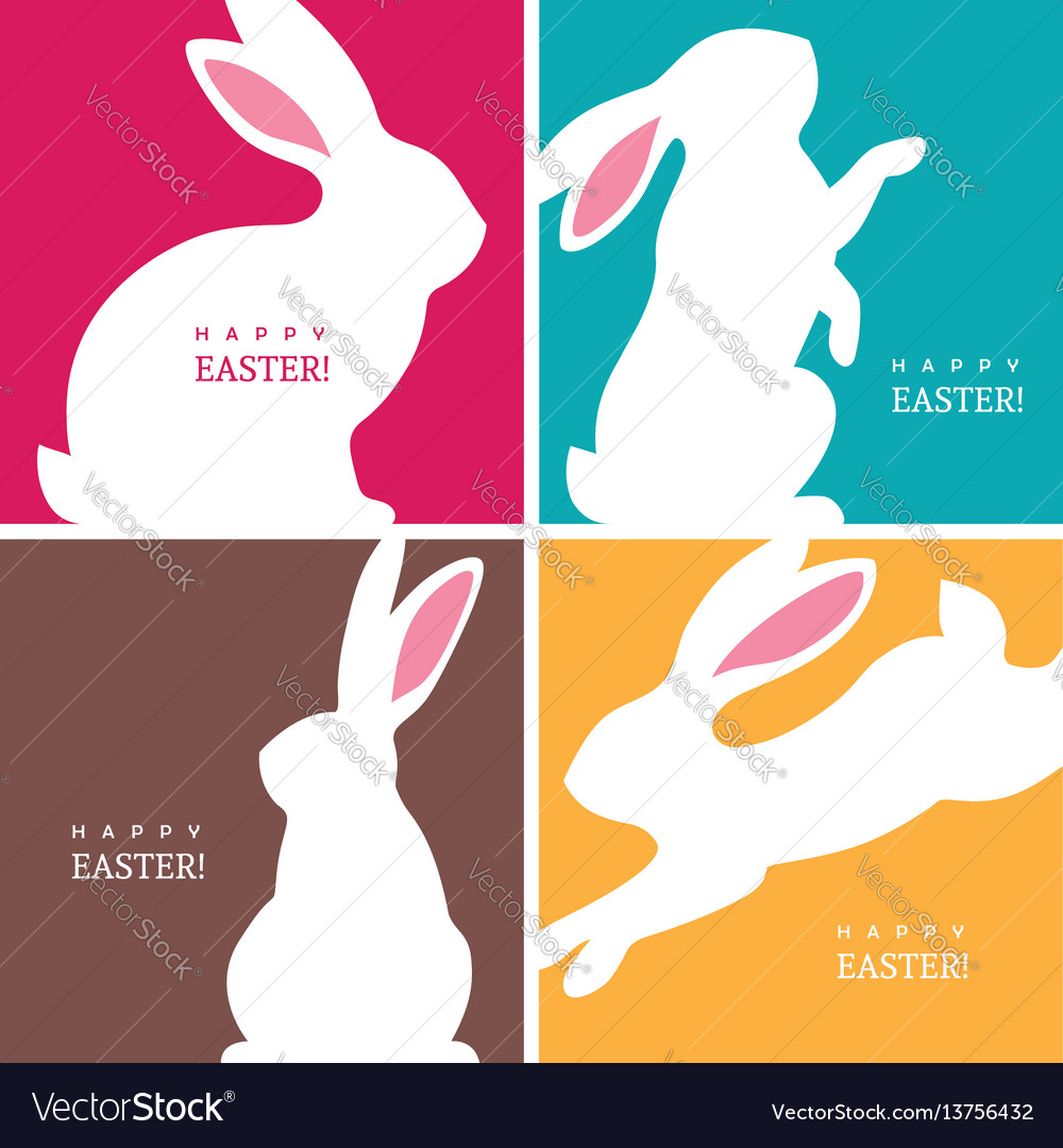 Four creative design concepts with easter bunnies Vector Image