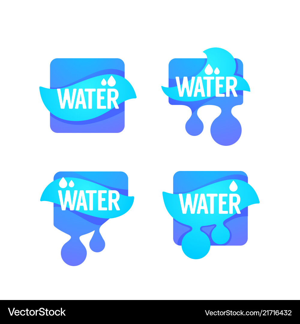 Natural spring water logo labels and stickers Vector Image