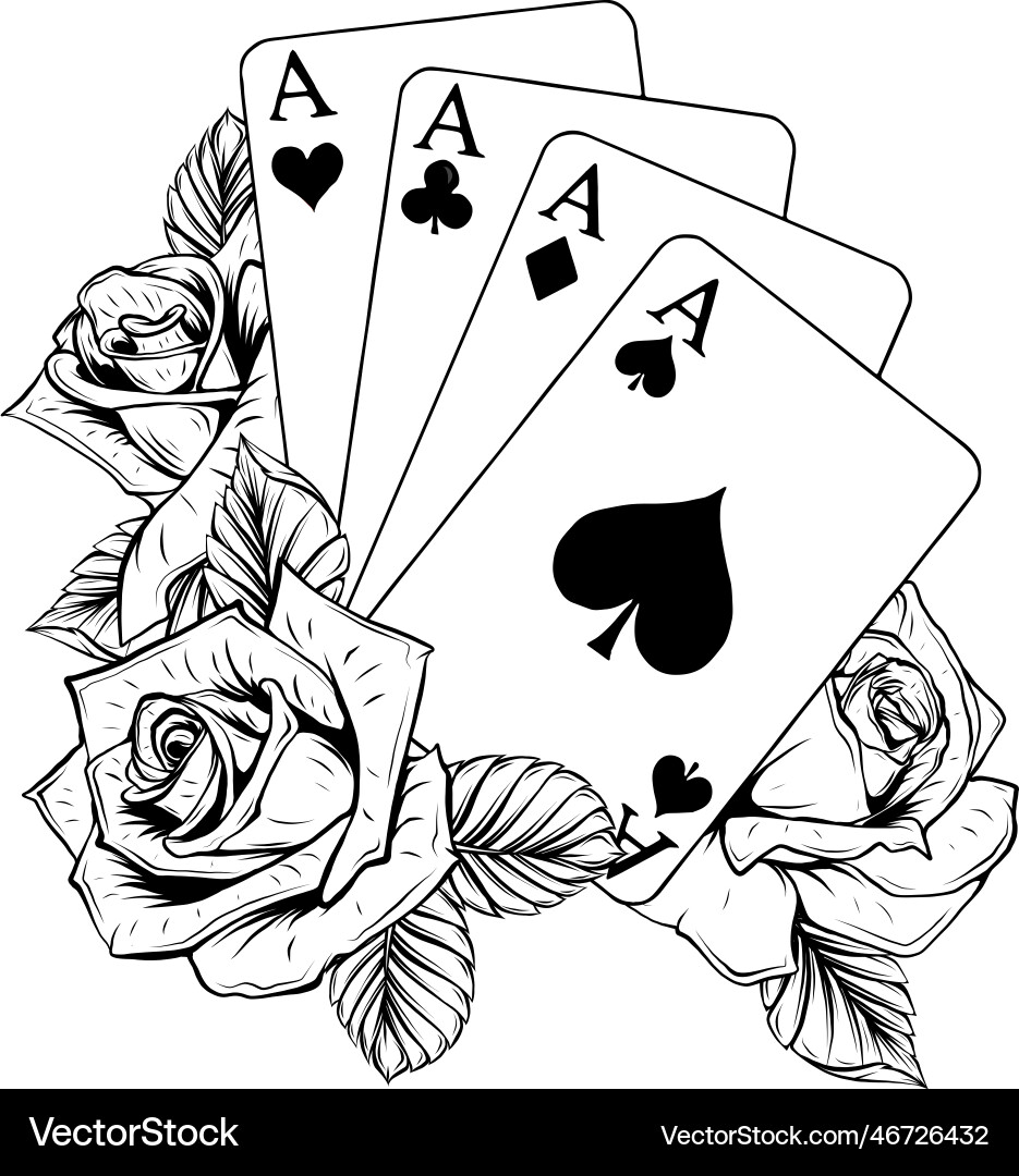 Of monochrome poker aces with Royalty Free Vector Image