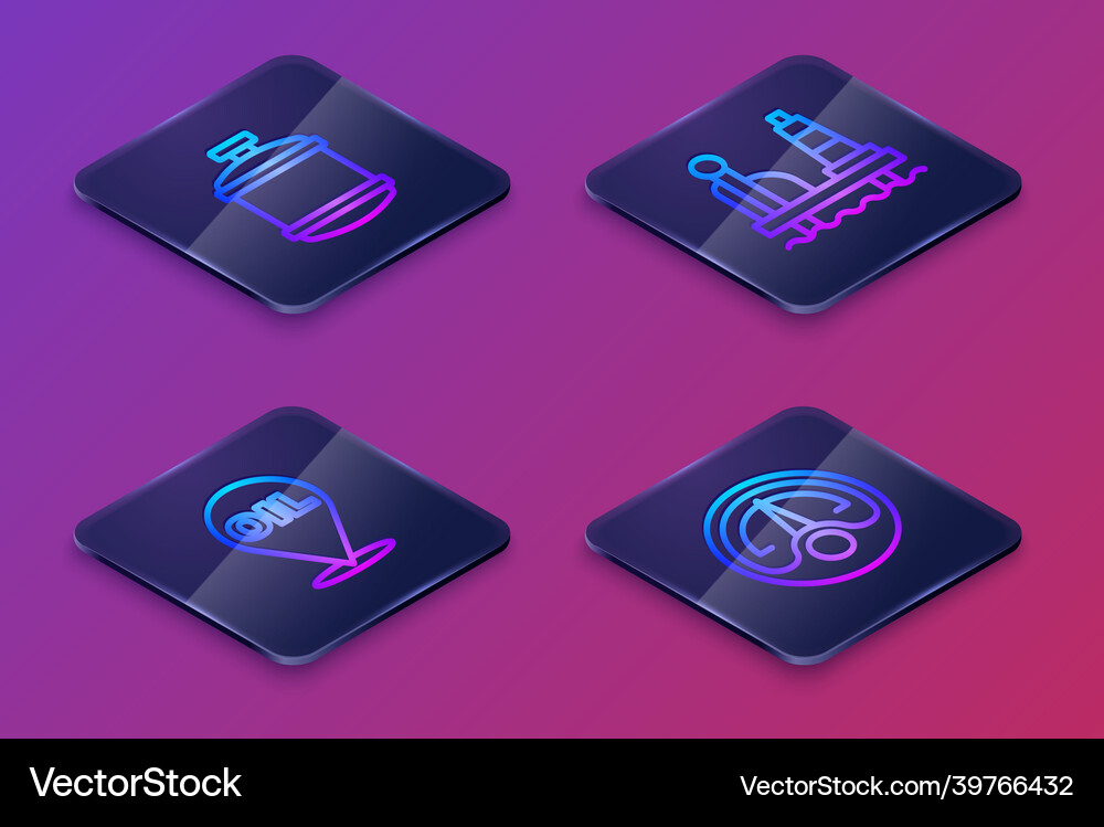 Set isometric line propane gas tank refill petrol Vector Image