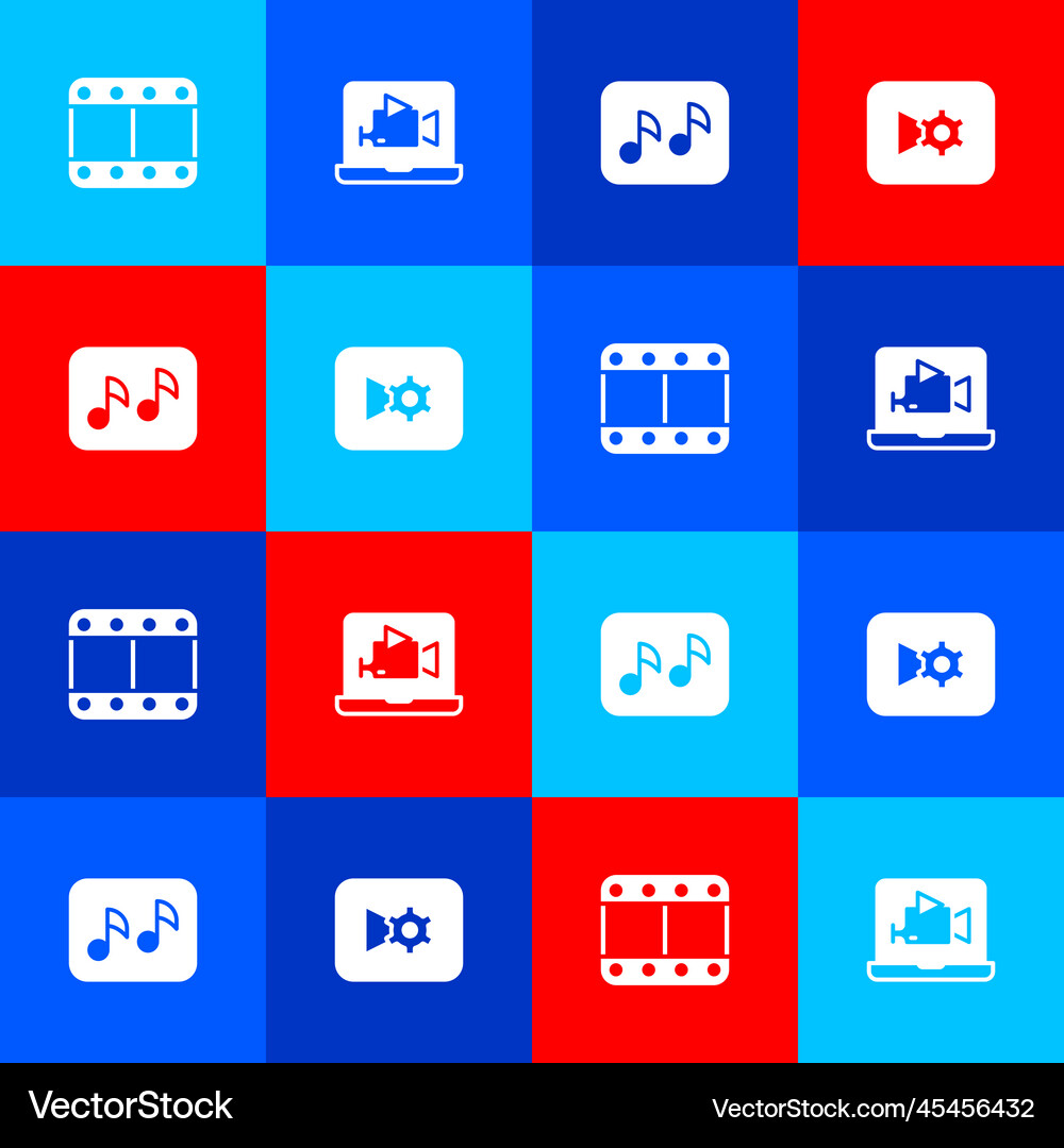 Set play video online play music note tone and Vector Image