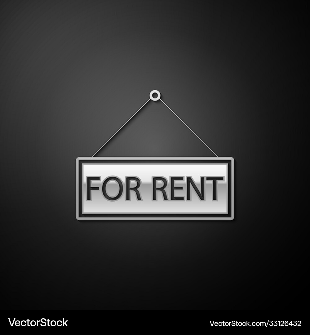 Silver hanging sign with text for rent icon Vector Image